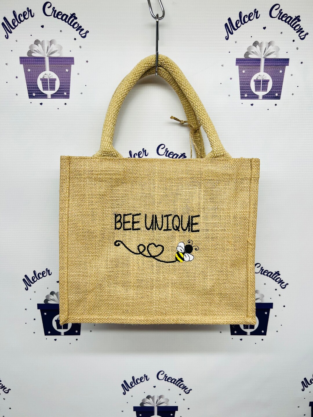 Bee Unique, Bee Happy, Bee You Jute Bag, Mini Shopping Bag, Gift Bag ...