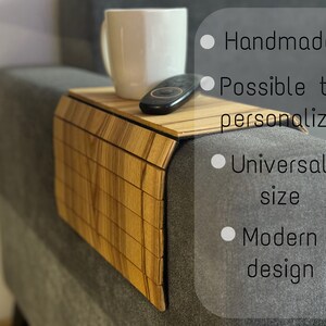 Wooden Couch Arm Rest Table, Armrest Stand With Personalization, Modern ...