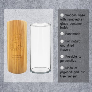 Personalized Wood Vase, Wooden Flower Vessel, Gift for Gardens Lovers ...