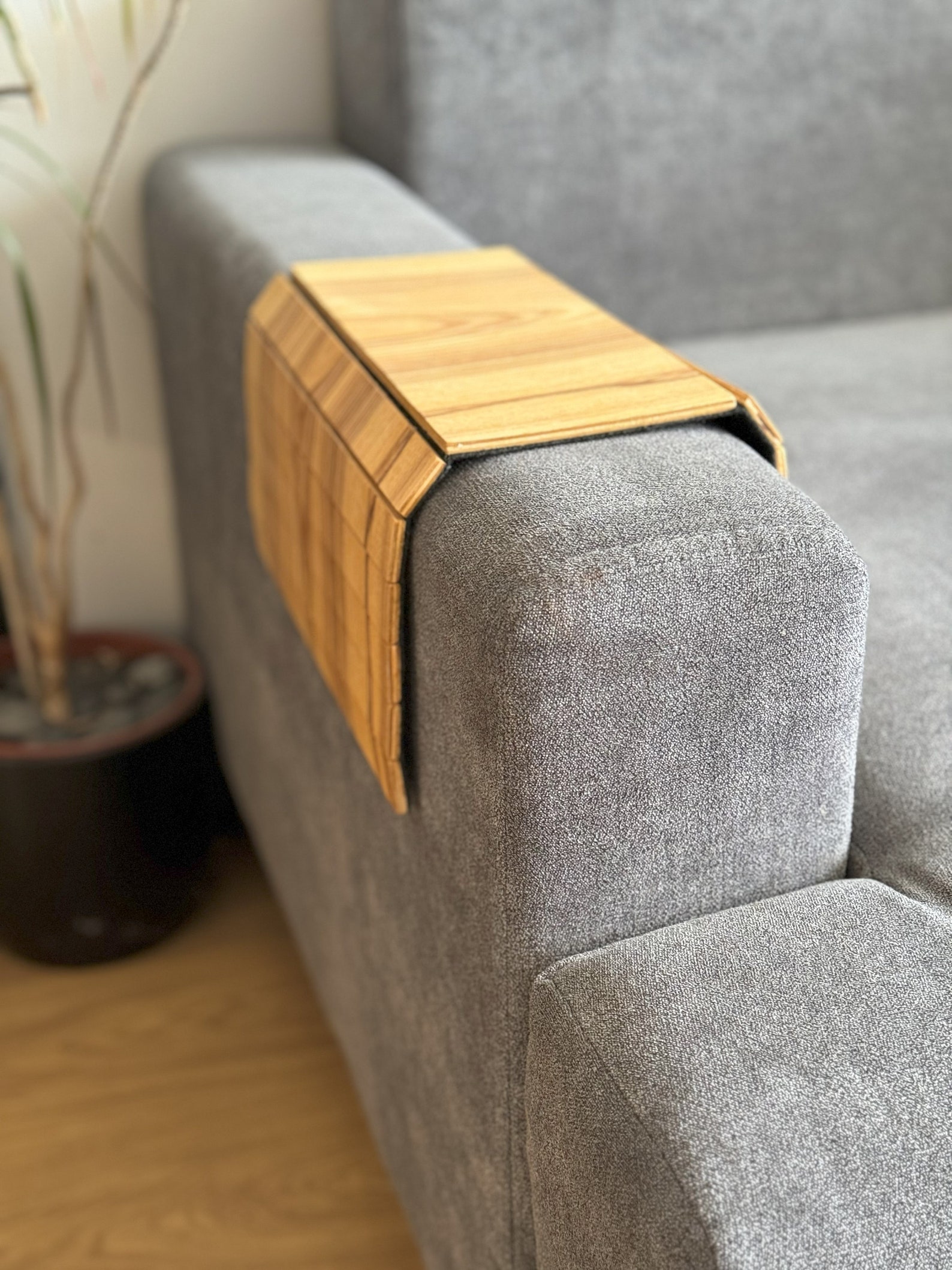 Wooden Couch Arm Rest Table, Armrest Stand With Personalization, Modern ...