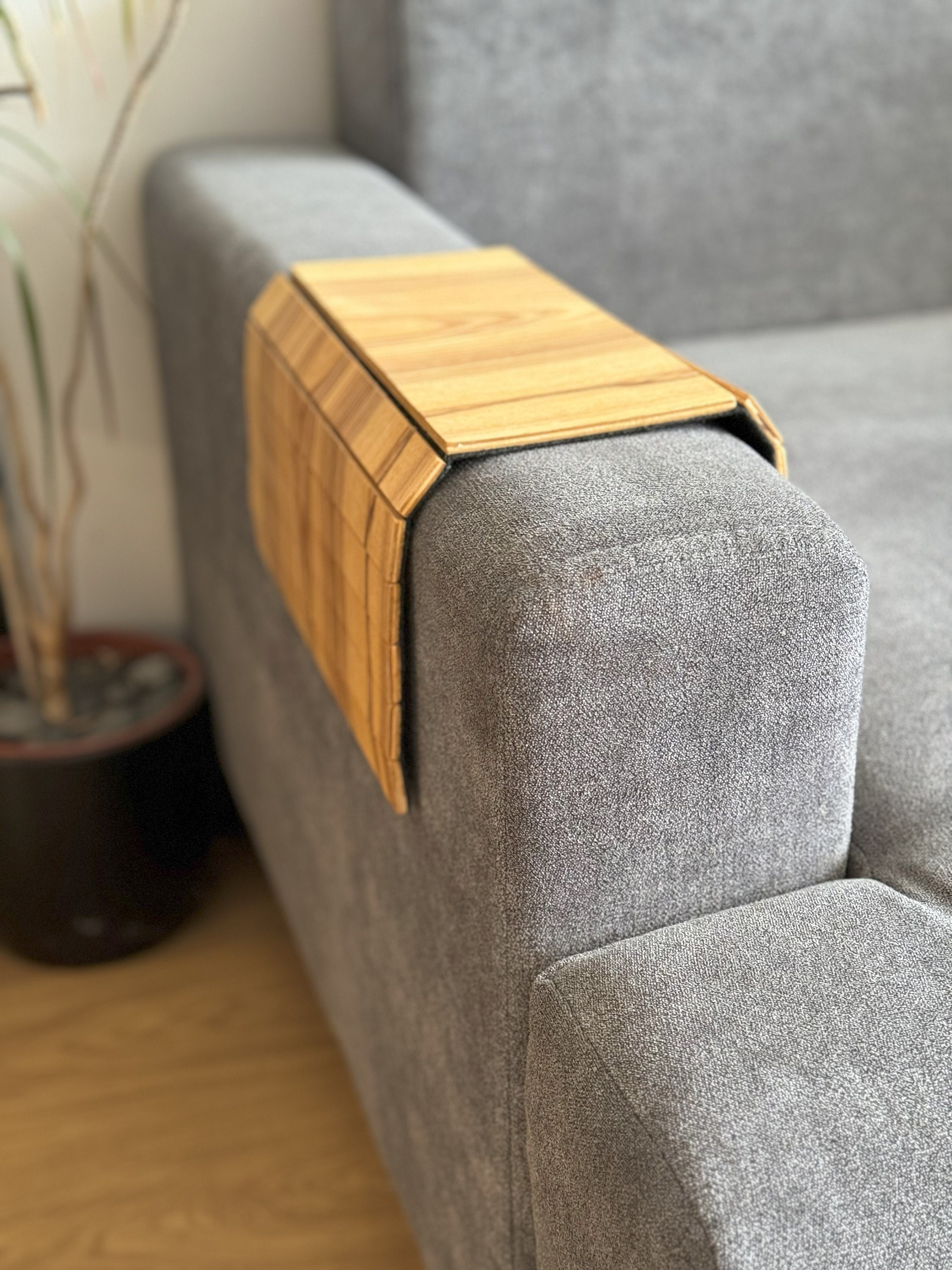 Wooden Couch Arm Rest Table, Armrest Stand With Personalization, Modern ...