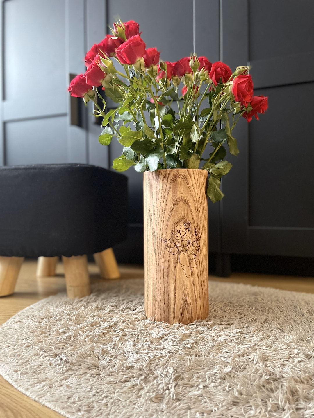 Personalized Wood Vase, Wooden Flower Vessel, Gift for Gardens Lovers ...
