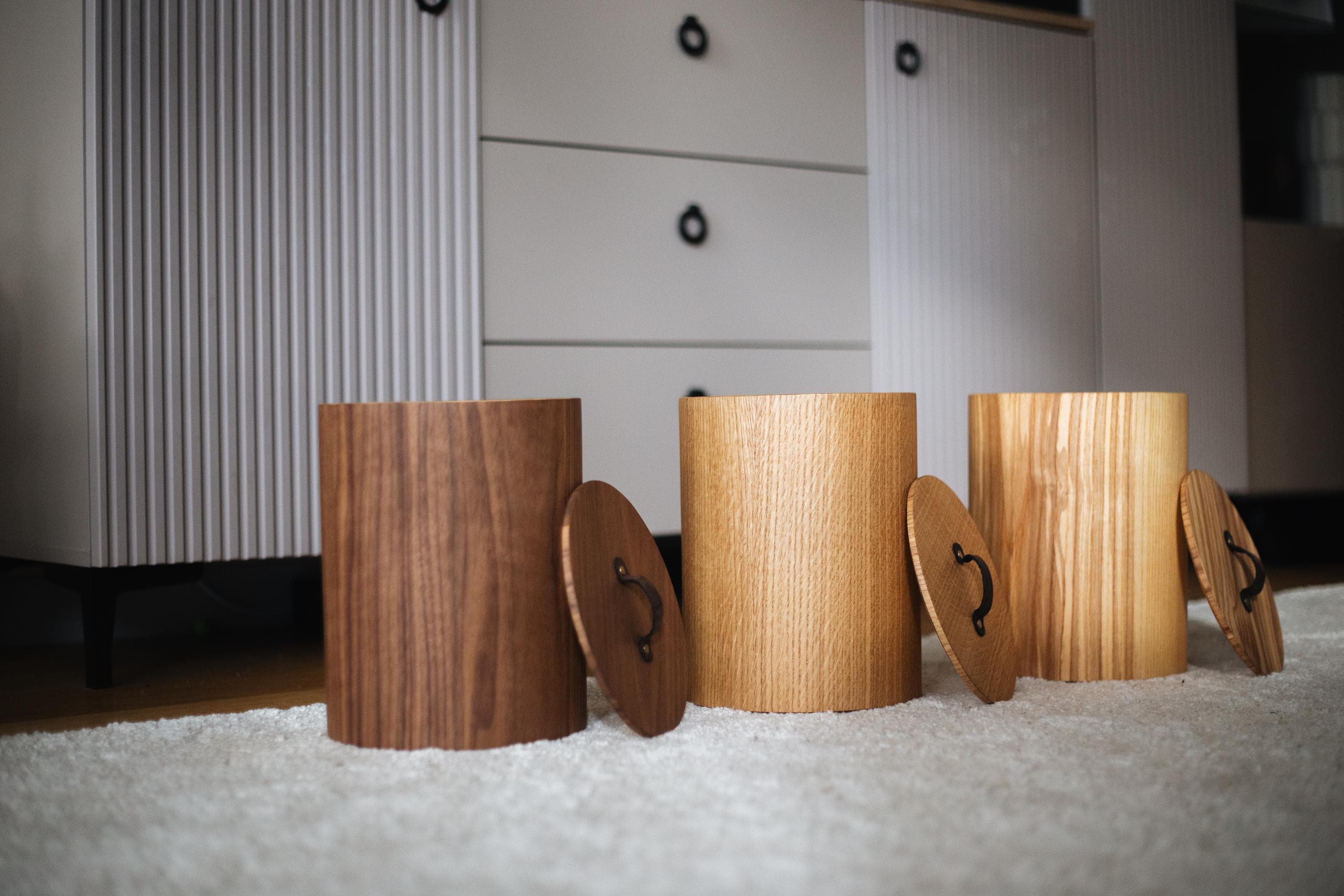 Handmade Oak Wood Waste Bin With Lid - Scandinavian Decor - Etsy
