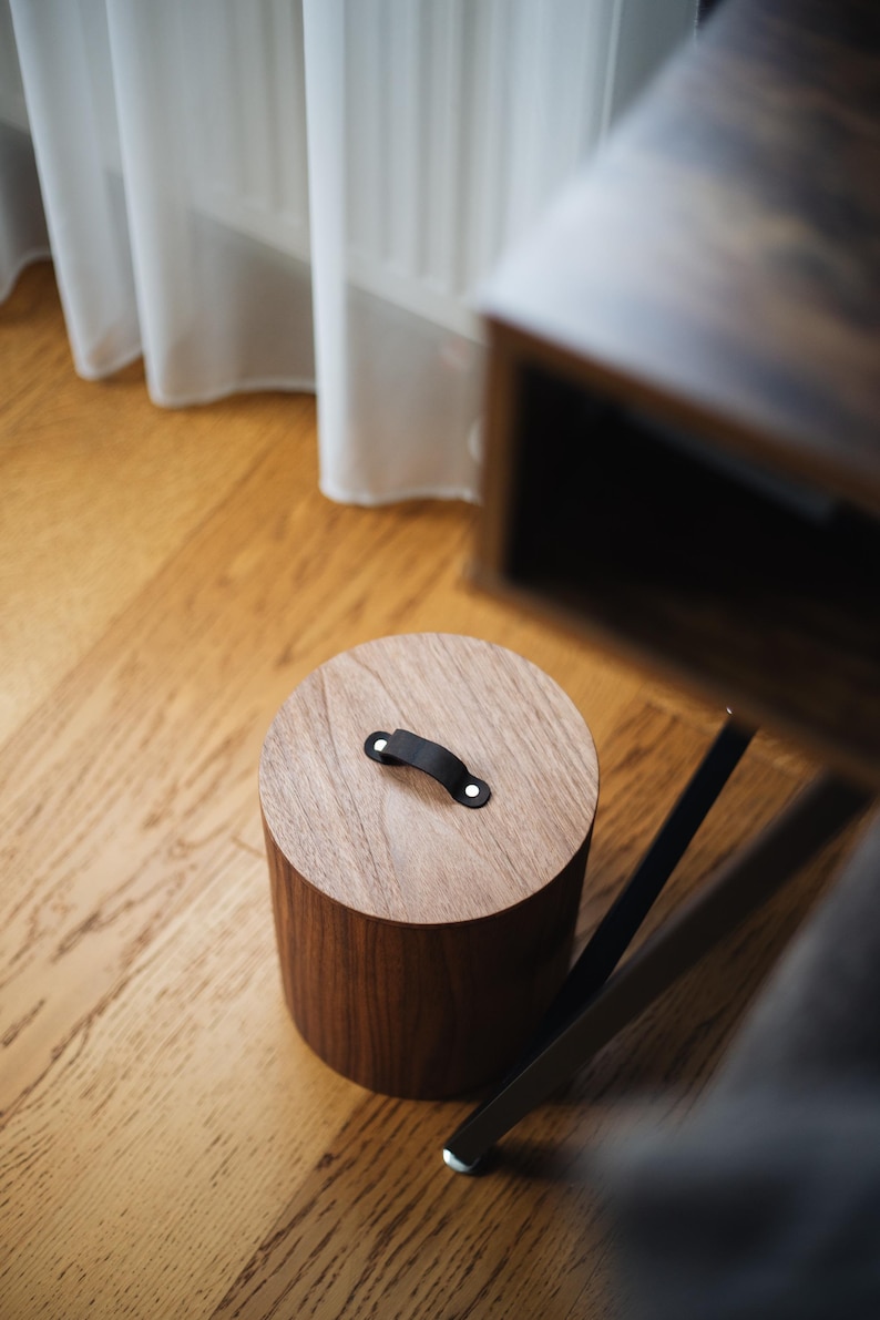 Handmade Oak Wood Waste Bin With Lid - Scandinavian Decor - Etsy