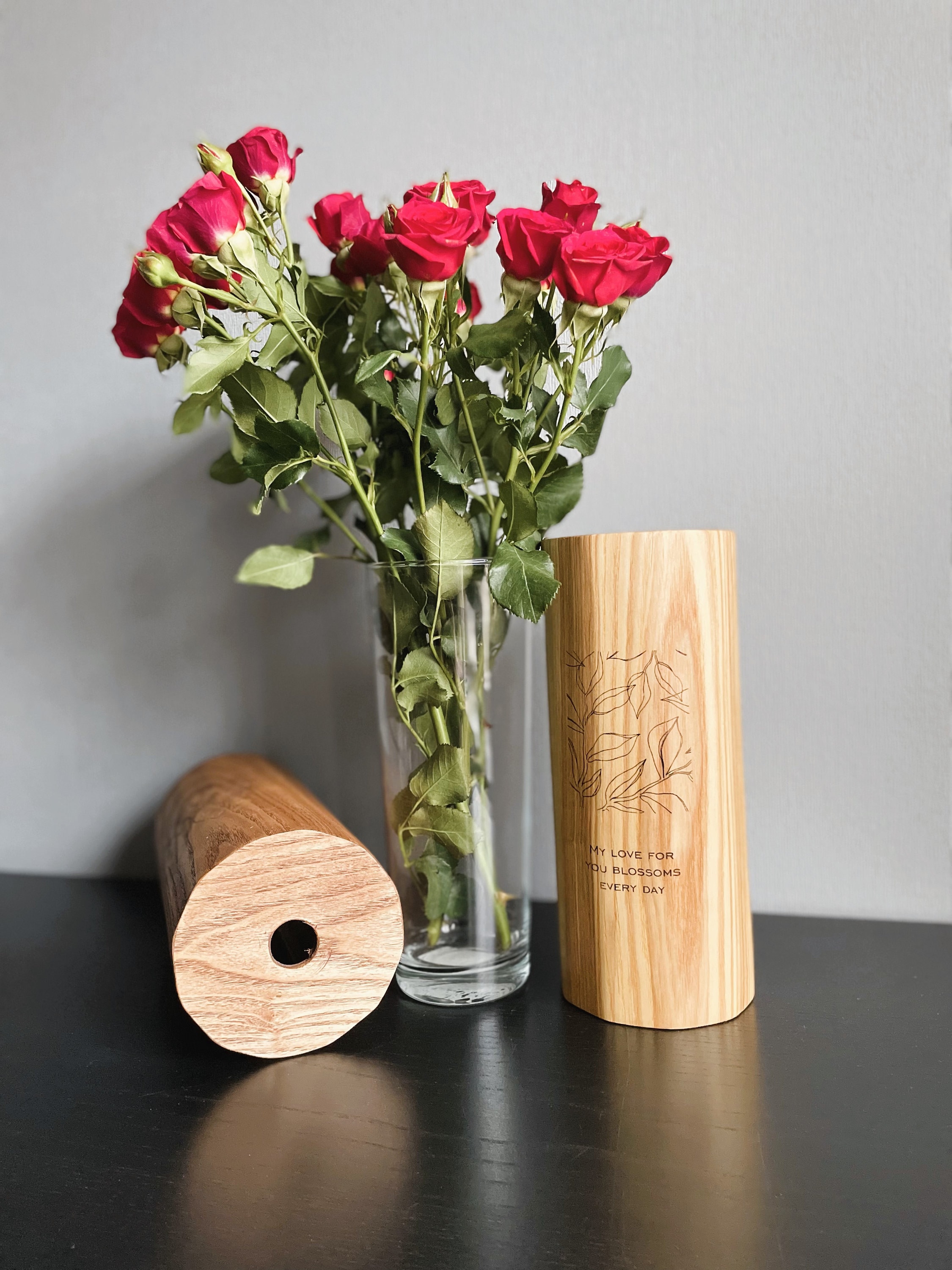 Personalized Wood Vase, Wooden Flower Vessel, Gift for Gardens Lovers ...