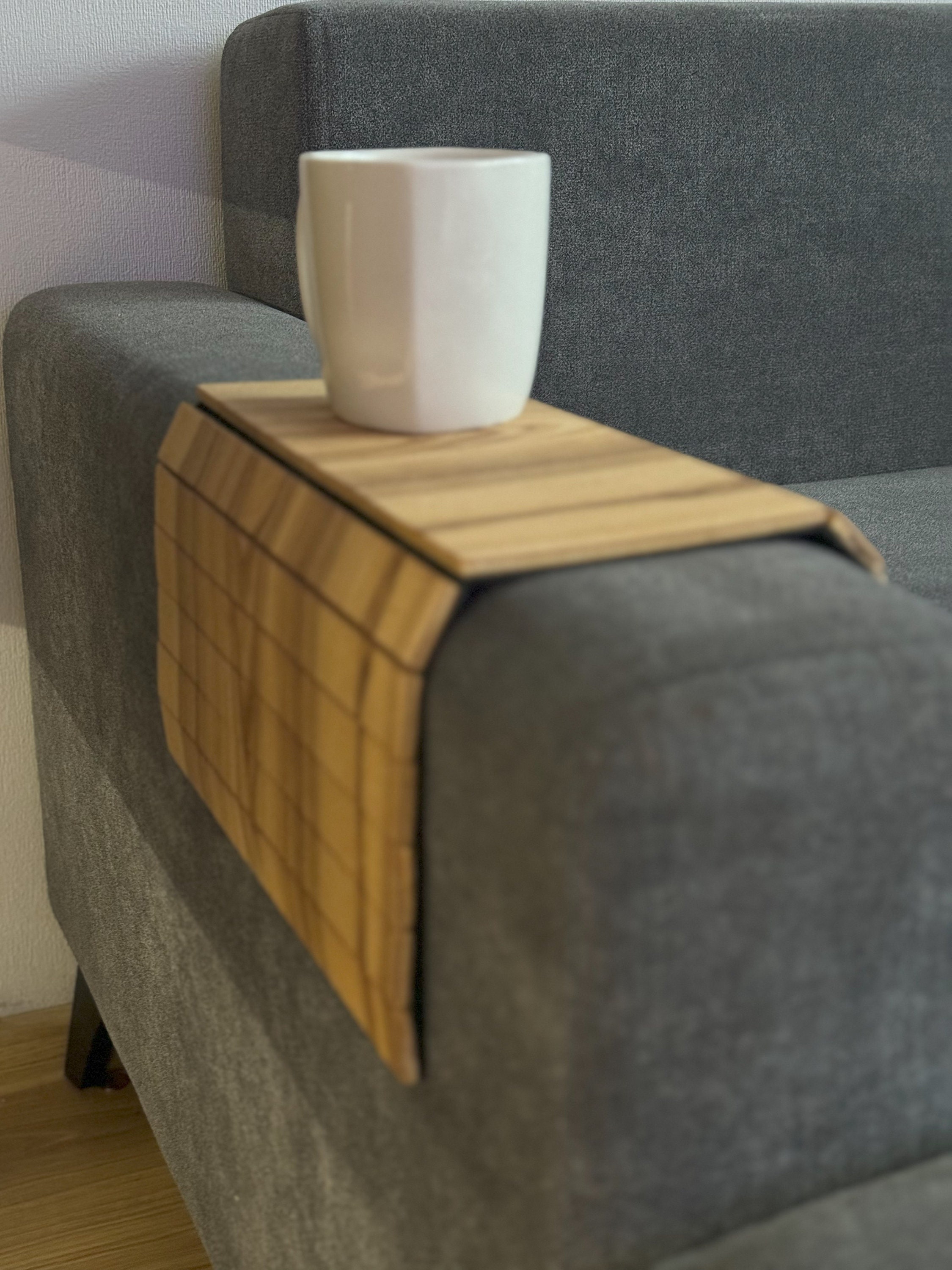 Wooden Couch Arm Rest Table, Armrest Stand With Personalization, Modern ...