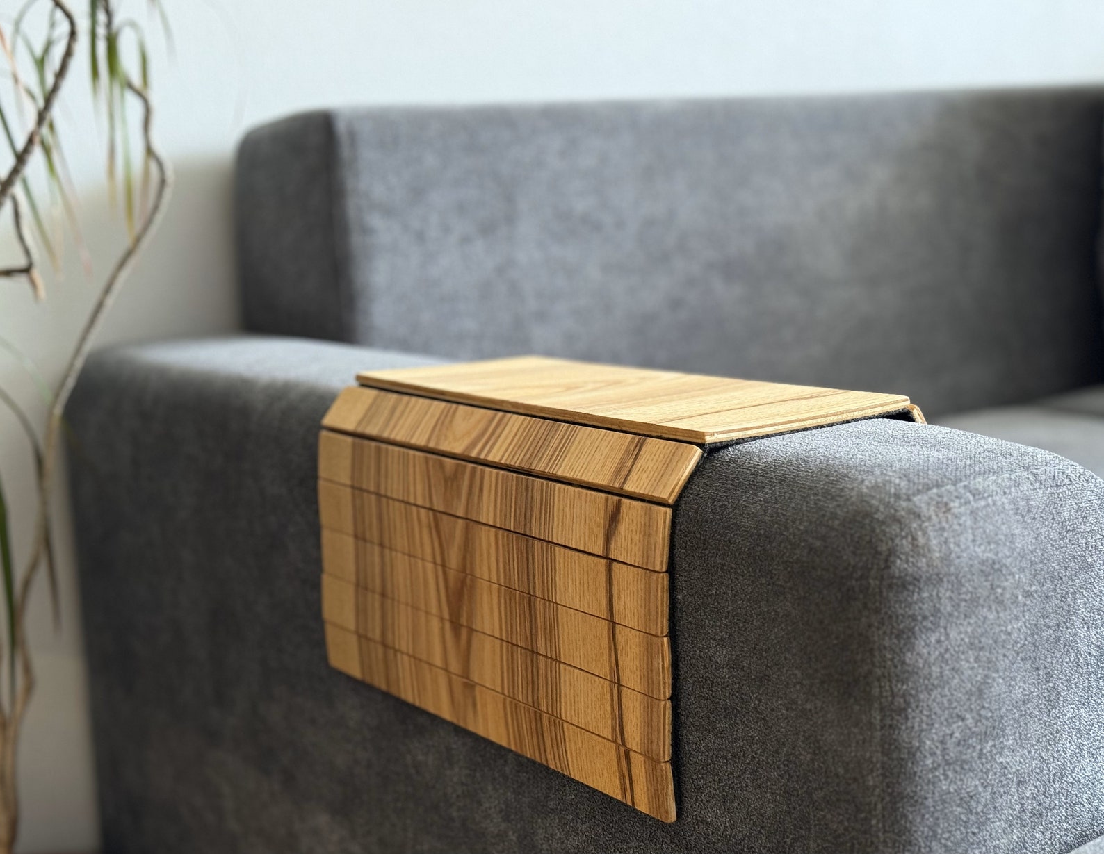 Wooden Couch Arm Rest Table, Armrest Stand With Personalization, Modern ...