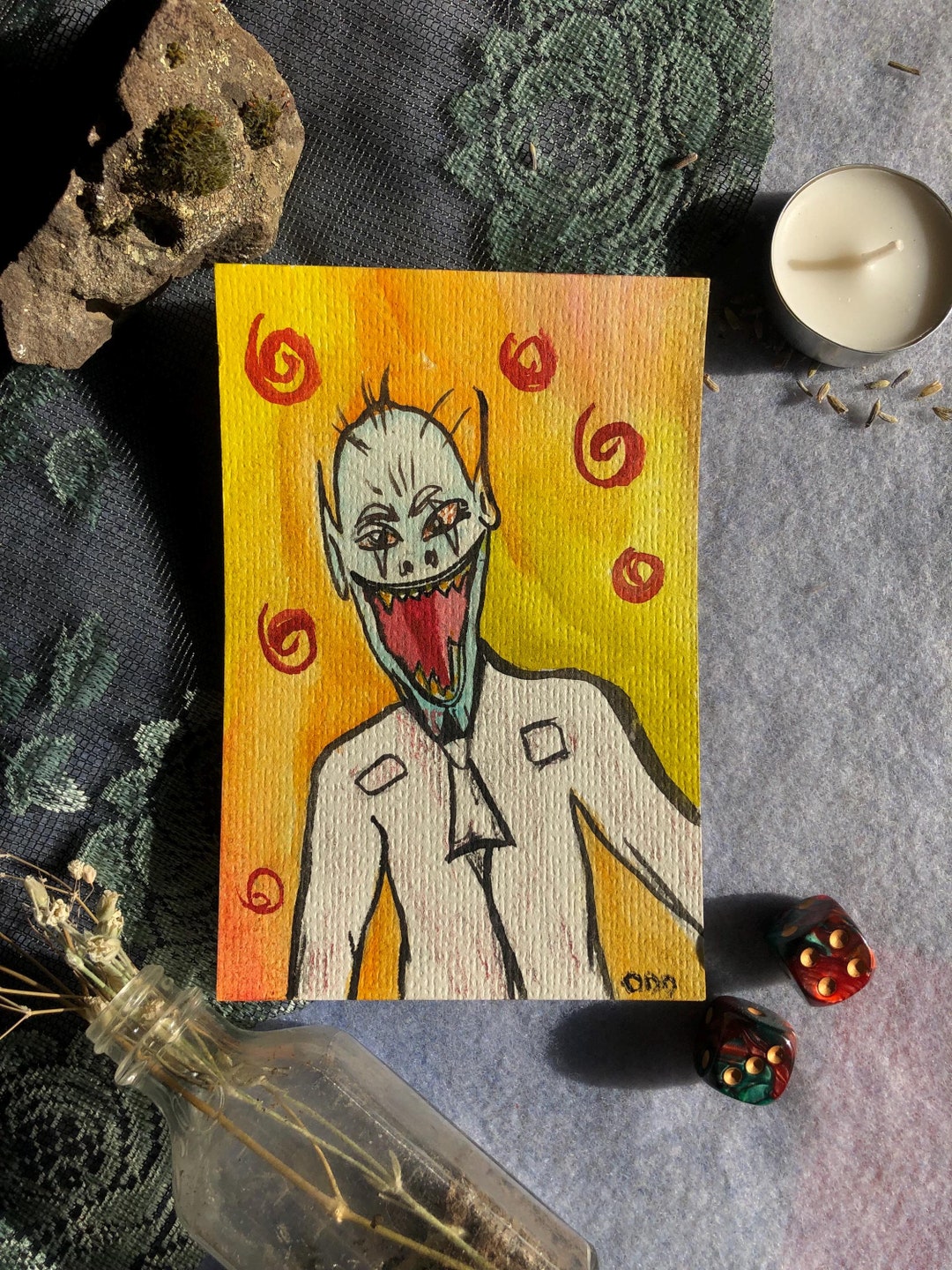 Alien Artwork Grotesque Dark Fantasy Art - ORIGINAL Alien Painting Art ...