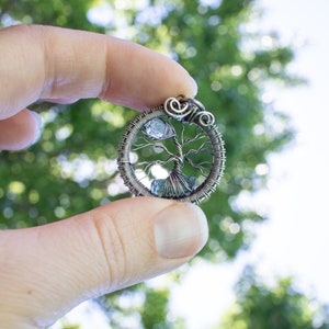 Moldavite With Herkimer Diamond Tree of Life Silver Necklace - Etsy
