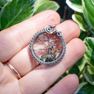 Moldavite With Herkimer Diamond Tree of Life Silver Necklace - Etsy