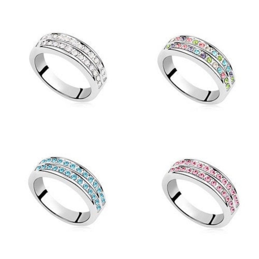 Pink Crystal Double Row Eternity Ring SMALL, MEDIUM or LARGE - Etsy