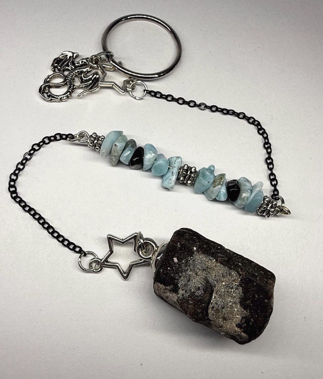 Handcrafted Staurolite, Obsidian, Larimar Pendulum, Intuition & Healing ...