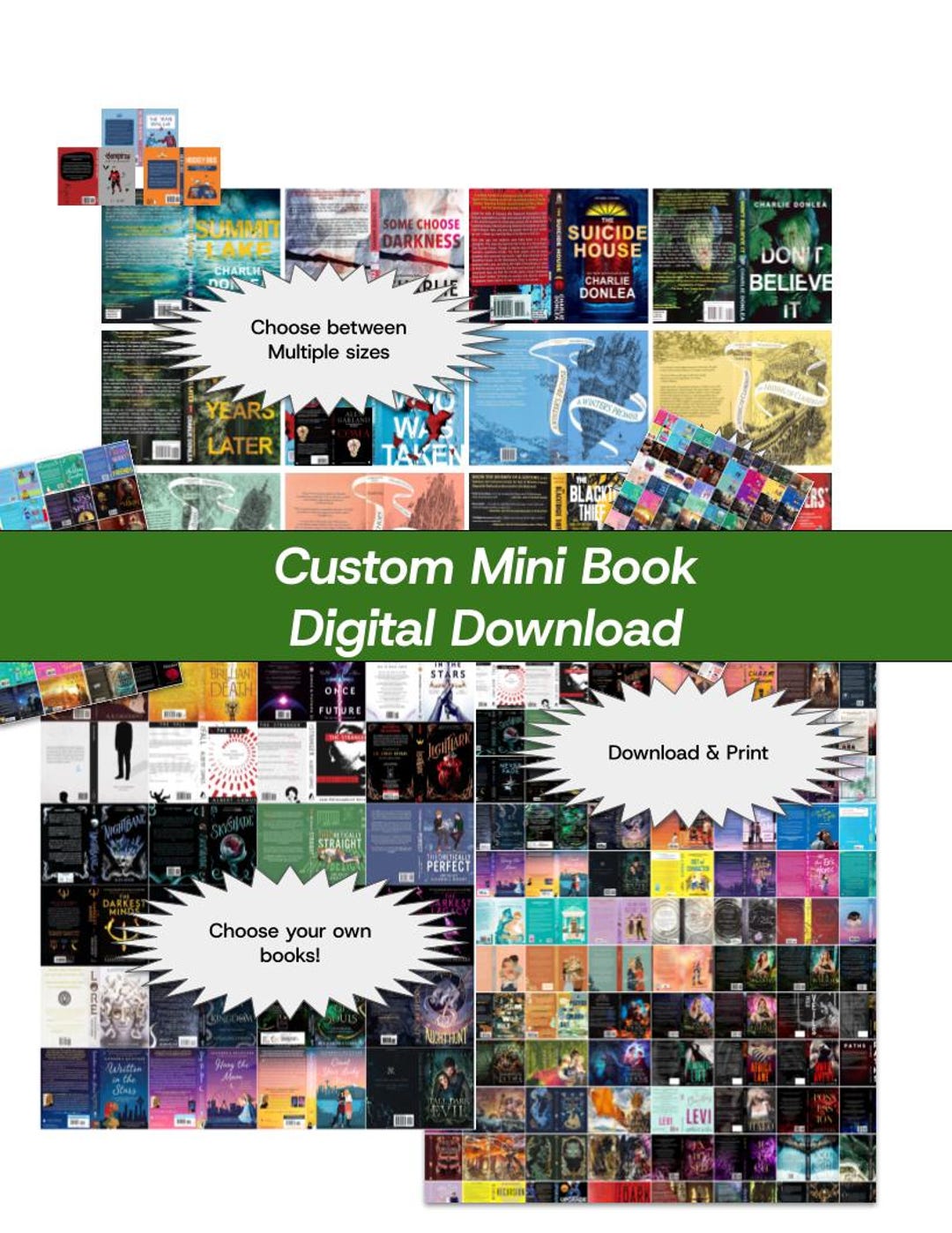 CUSTOM Printable Mini Book Digital Download With Front, Spine, and Back ...
