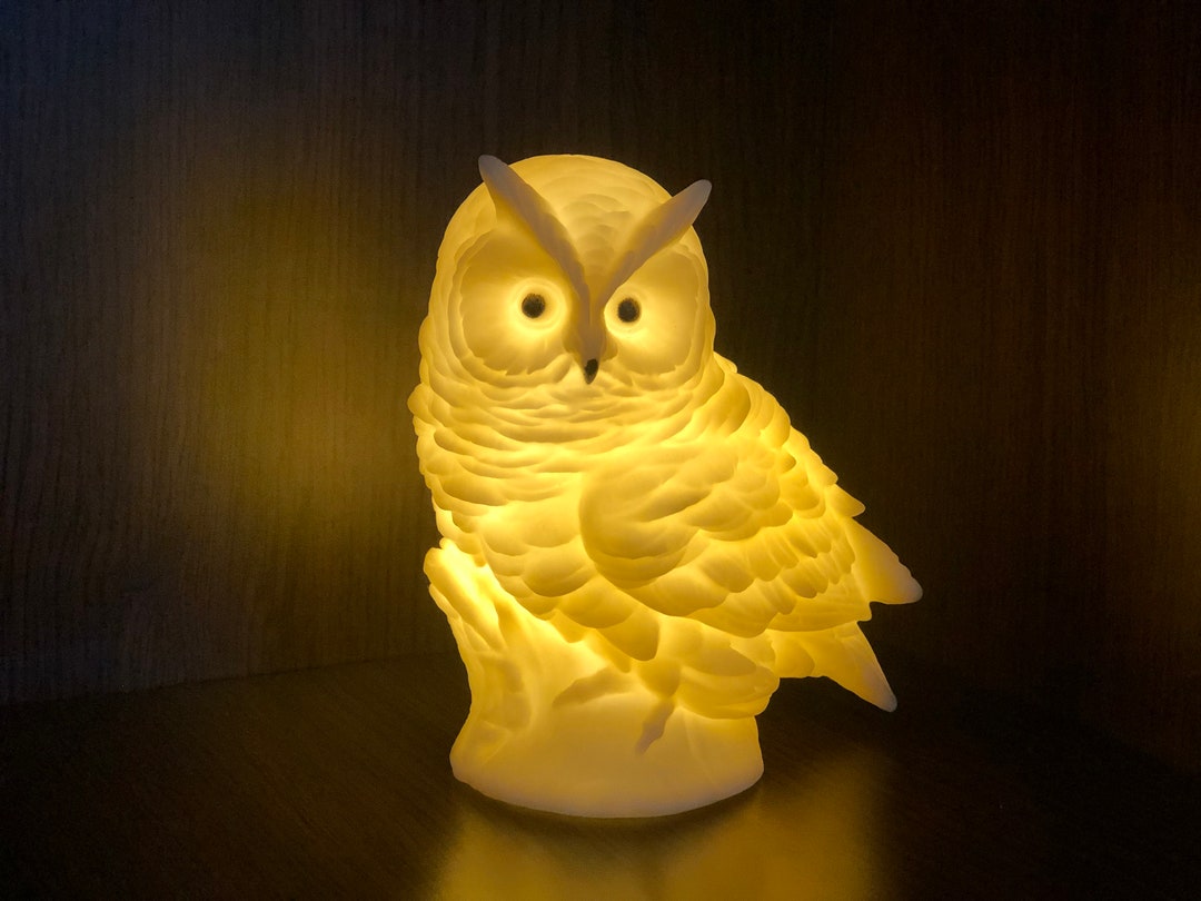 Owl White Led Night Light Figurine,owl Night Lamp,housewarming Gift,owl ...
