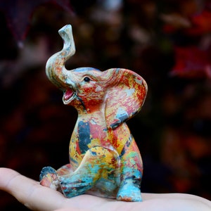 Colorful Elephant Statue,colorful Elephant Figurine,animal Statuette ...
