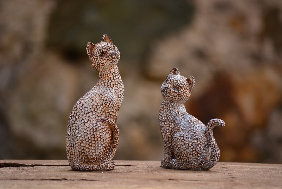 Couple Shiny Cats Figurine,pair of Cats Statue,cat Home Decor,shining ...