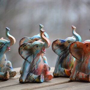 Colorful Elephant Statue,colorful Elephant Figurine,animal Statuette ...