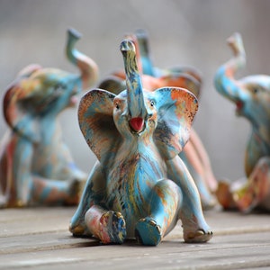 Colorful Elephant Statue,colorful Elephant Figurine,animal Statuette ...