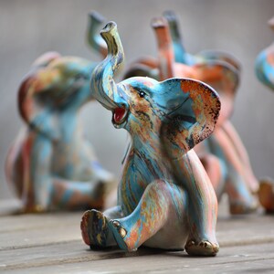 Colorful Elephant Statue,colorful Elephant Figurine,animal Statuette ...
