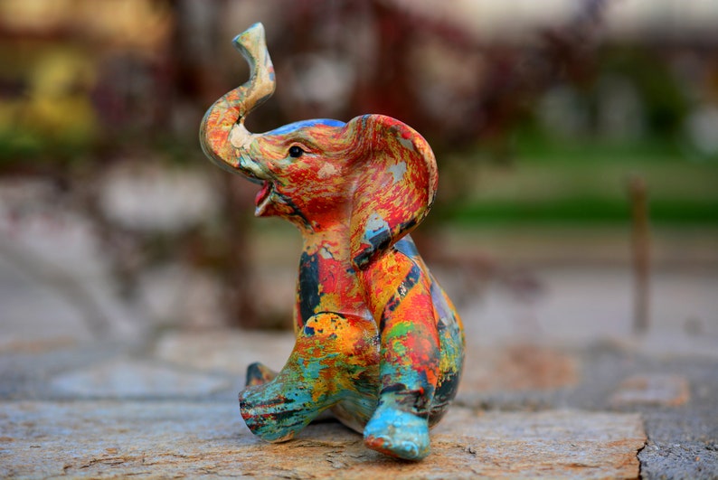 Colorful Elephant StatueColorful Elephant FigurineSitting | Etsy