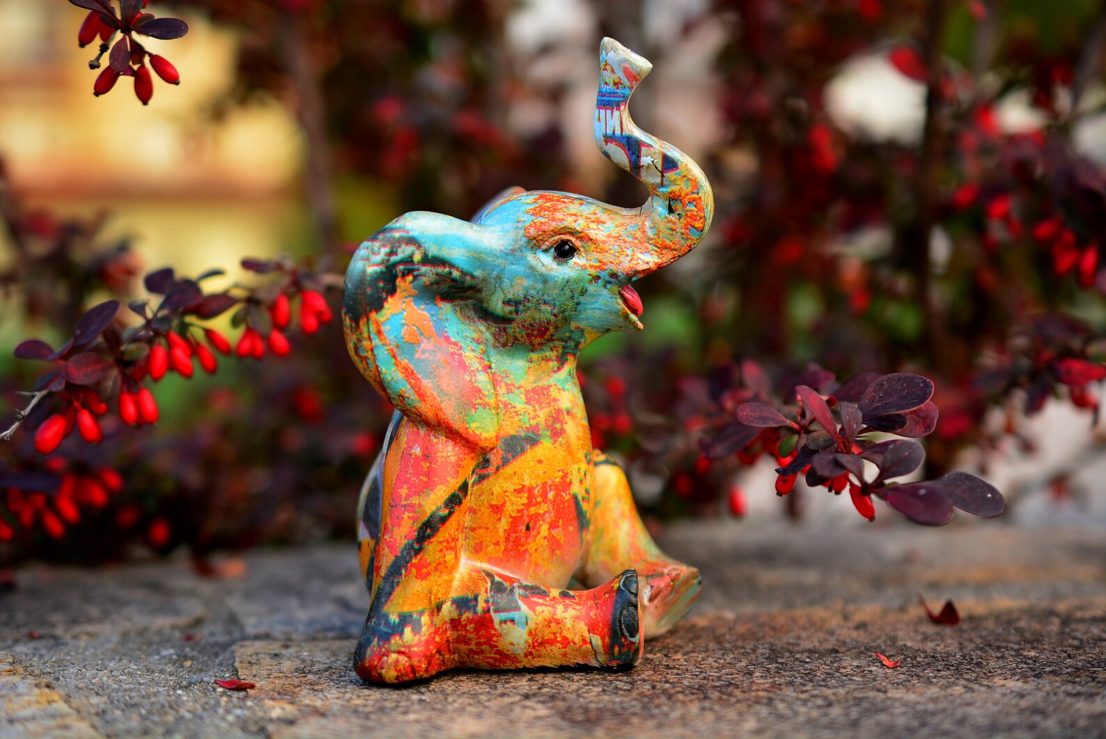 Colorful Elephant StatueColorful Elephant FigurineSitting | Etsy