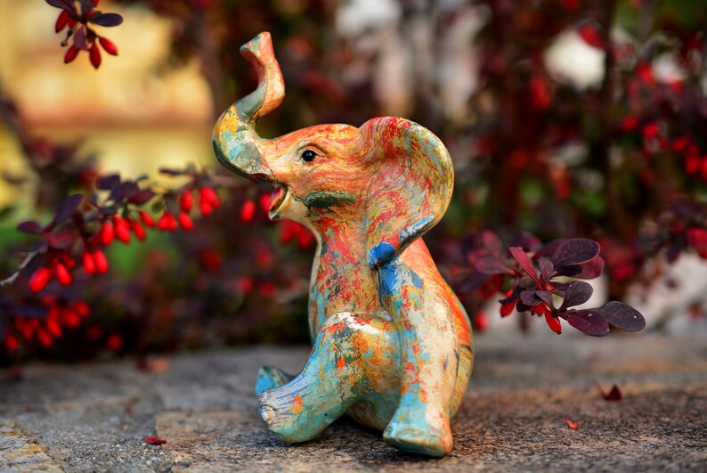Colorful Elephant StatueColorful Elephant FigurineSitting | Etsy