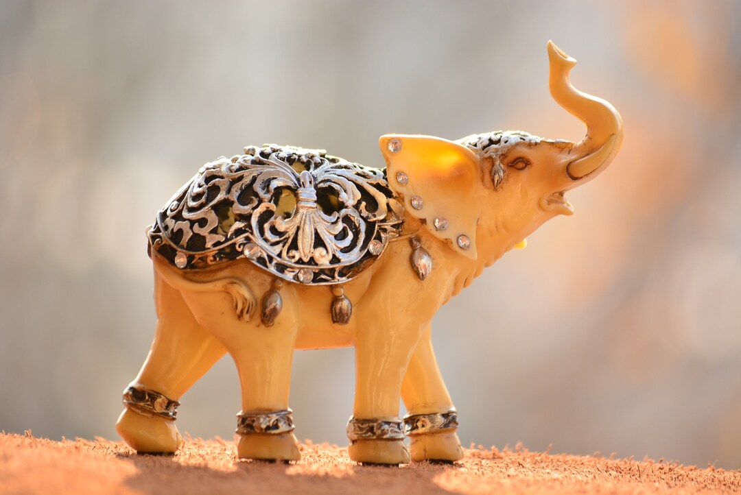Beige Elephant Figurine,elephant Decor,elephant Statue,elephant Home ...