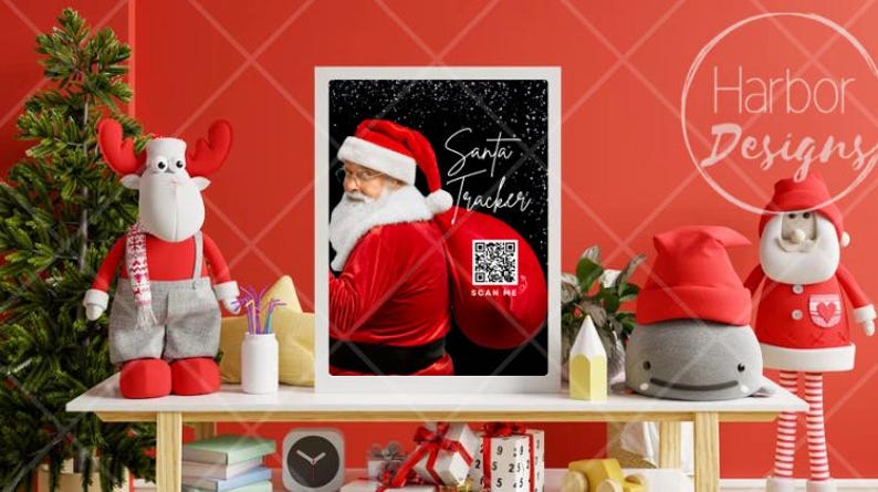 Santa Tracker QR Code PNG Digital Download Files for Sublimation ...