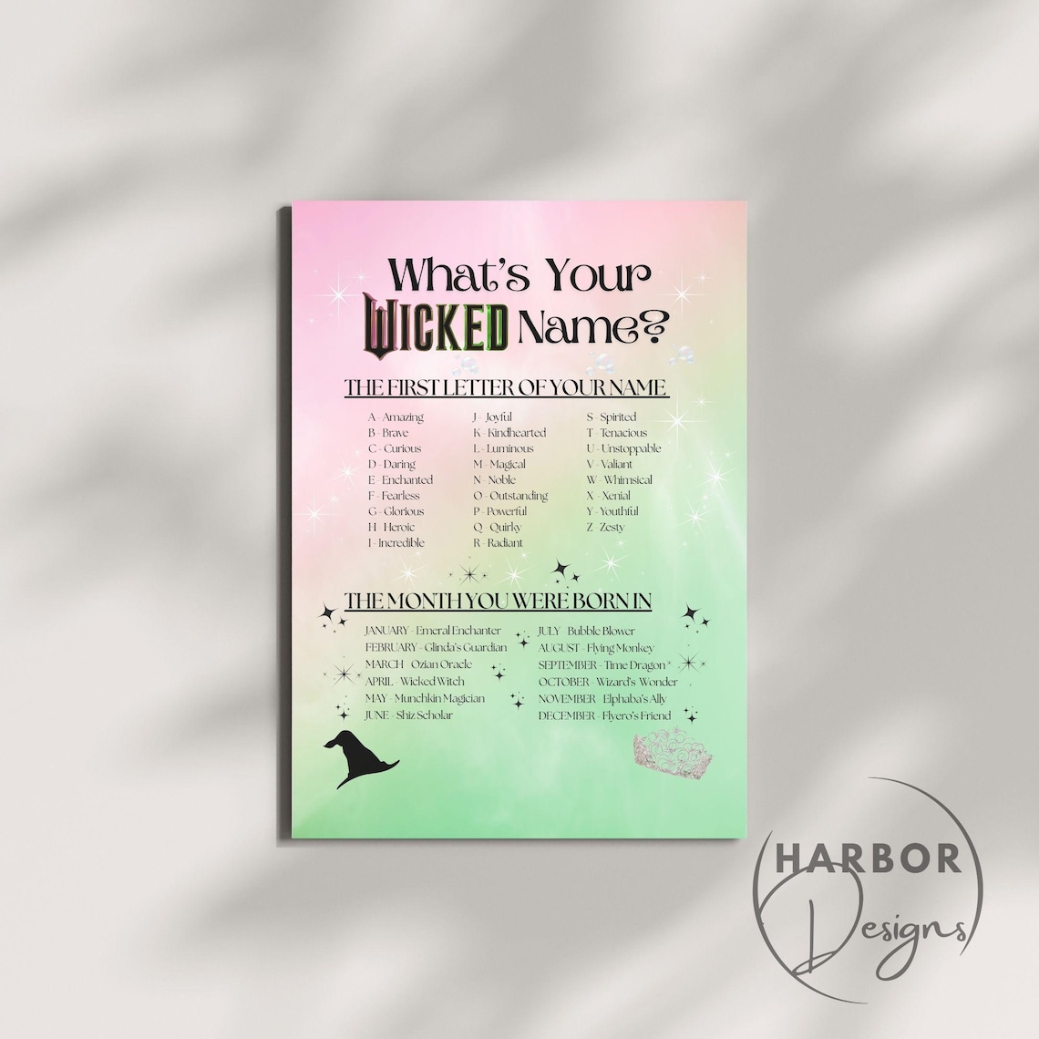 Wicked Name Party Game: Printable Name Tags (instant Download) - Etsy