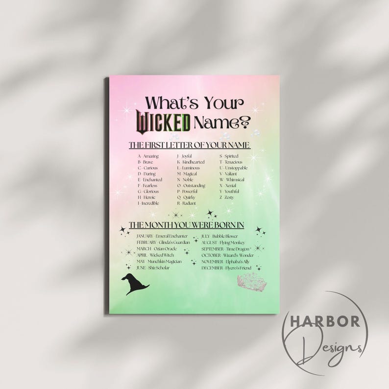 Wicked Name Party Game: Printable Name Tags (instant Download) - Etsy