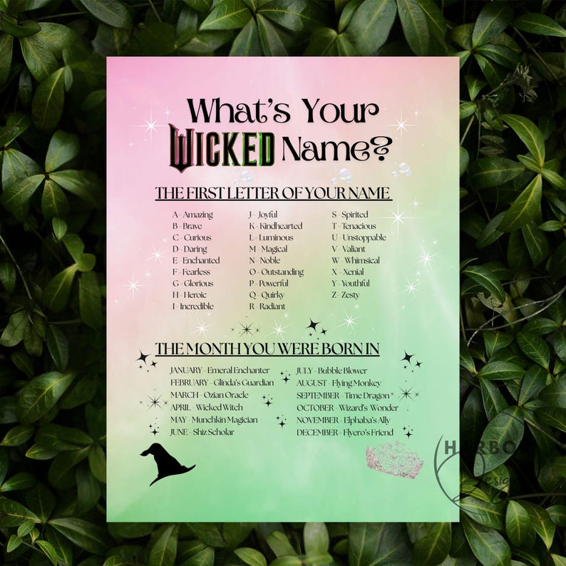 What's Your Wicked Name? Printable Party Name Tags, Wicked Name ...