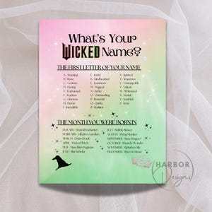 Wicked Name Party Game: Printable Name Tags (instant Download) - Etsy