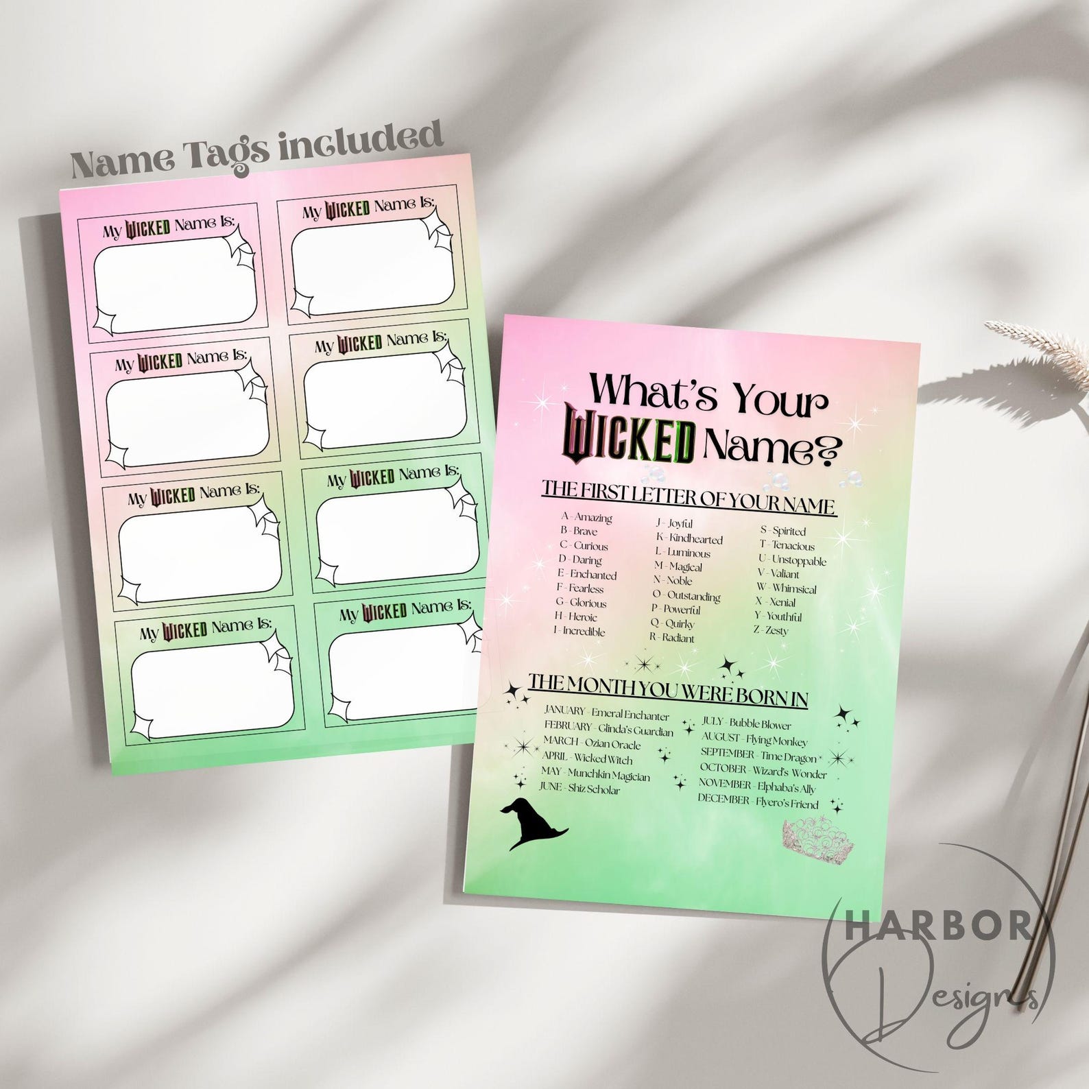 Wicked Name Party Game: Printable Name Tags (instant Download) - Etsy