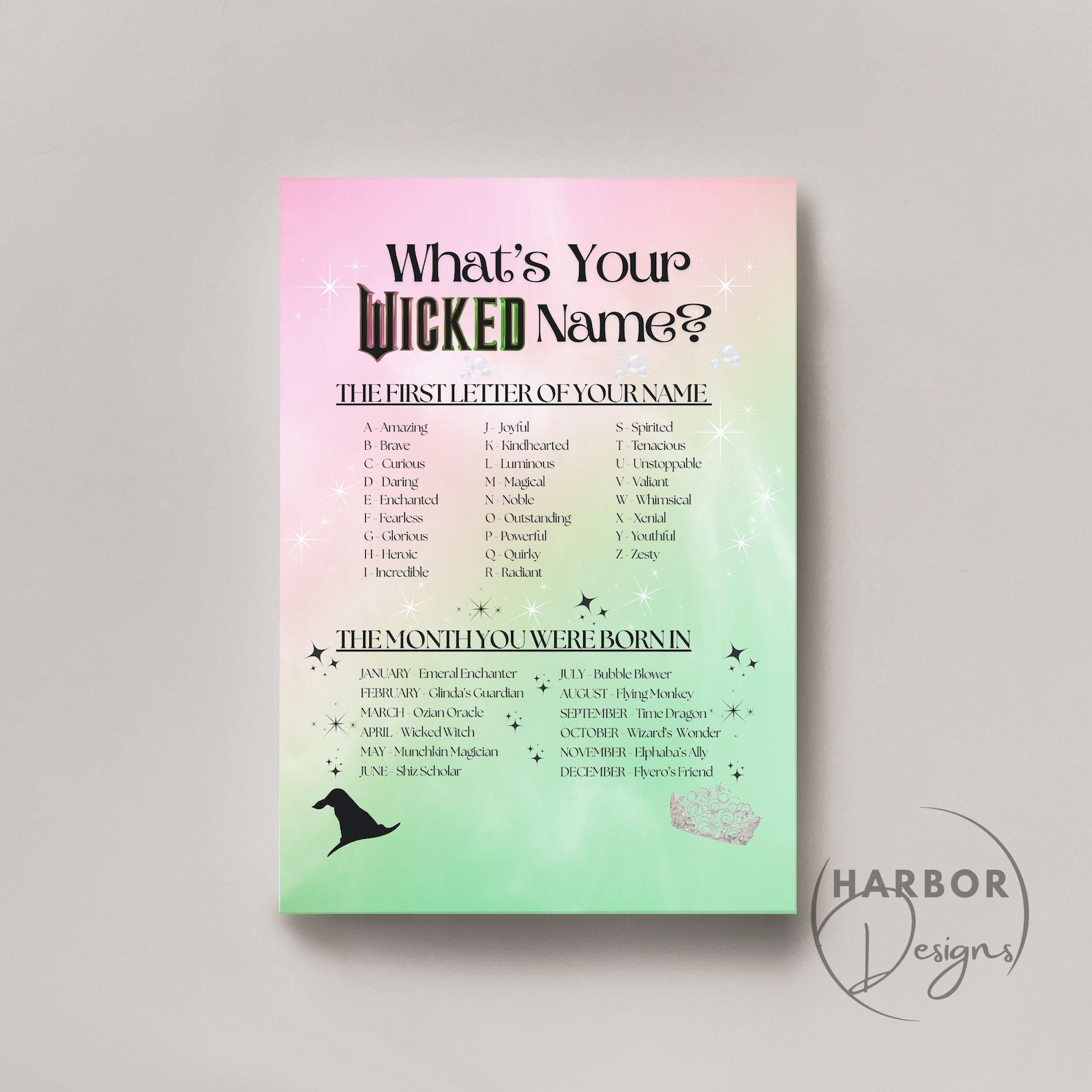 Wicked Name Party Game: Printable Name Tags (instant Download) - Etsy