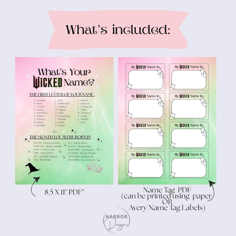 Wicked Name Party Game: Printable Name Tags (instant Download) - Etsy