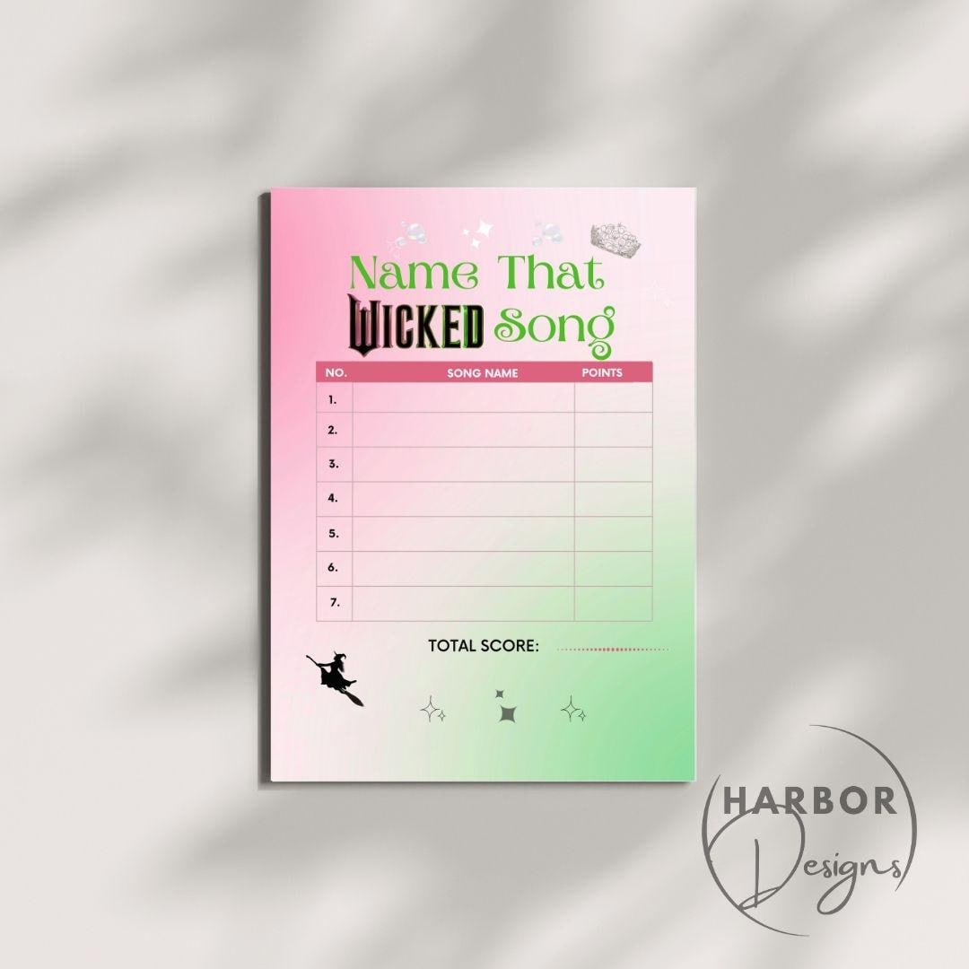 Wicked Birthday Party Game: Name That Song Printable (PDF Download - Etsy