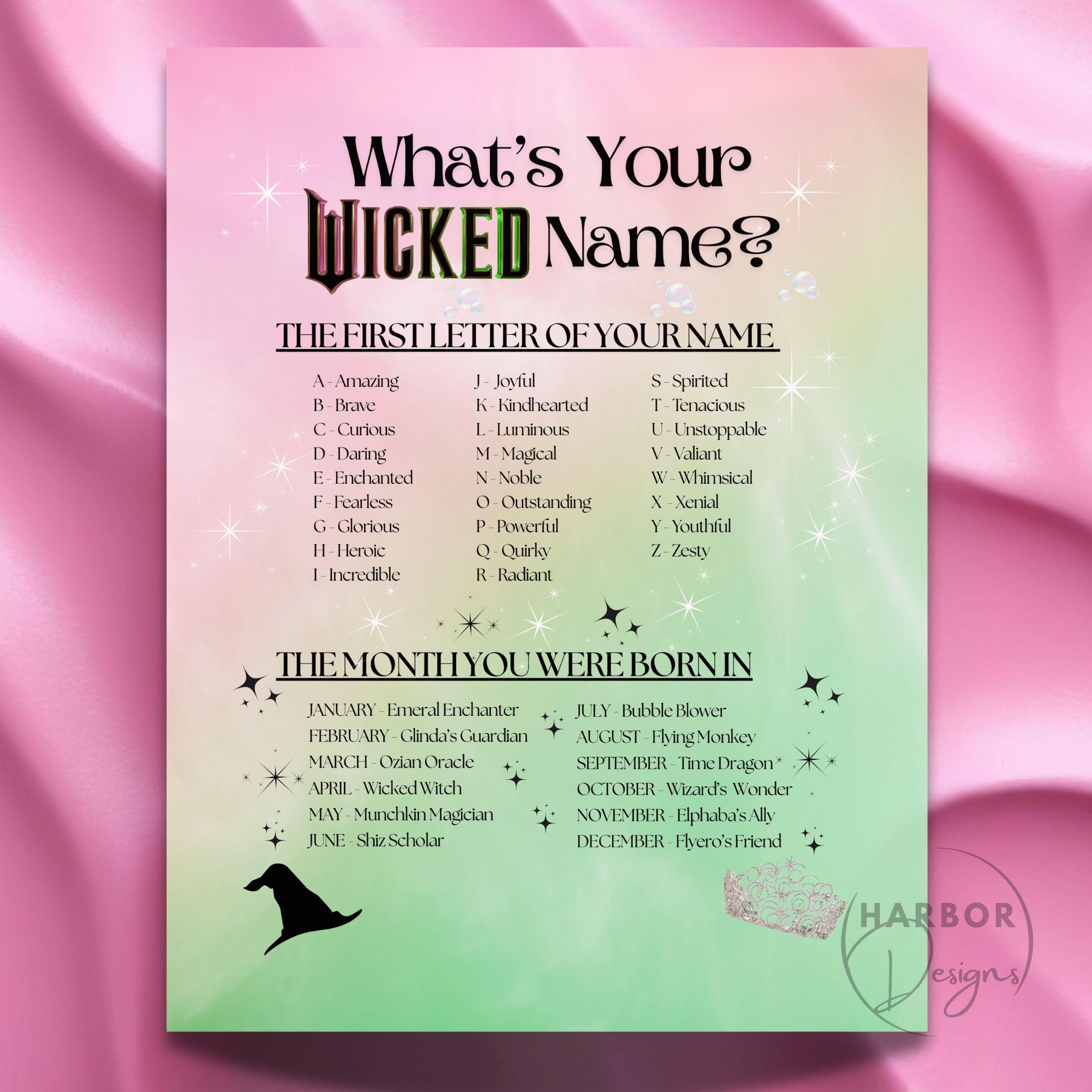 What's Your Wicked Name? Printable Party Name Tags, Wicked Name ...