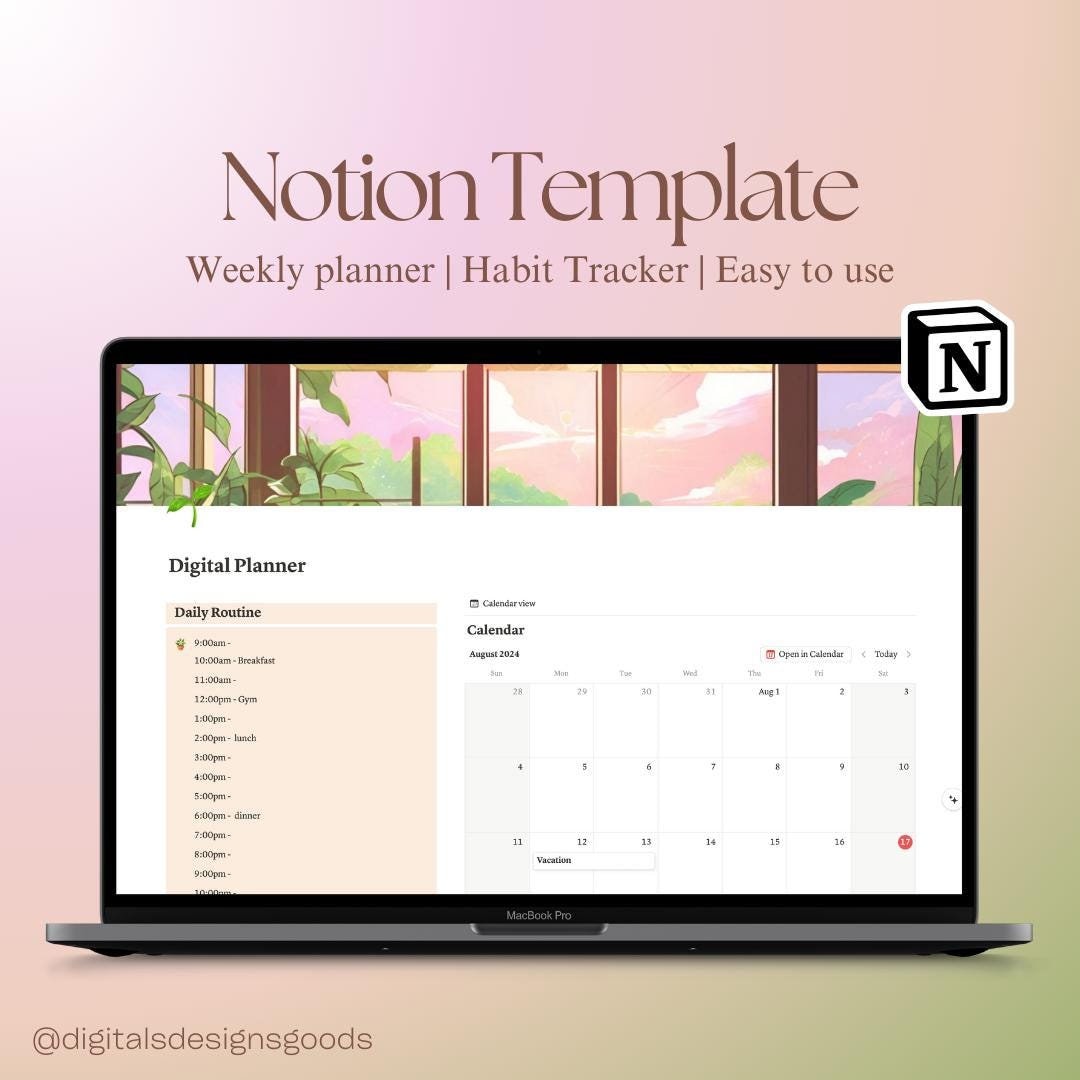 Notion Planner Template Notion Planner Notion Template Aesthetic ...