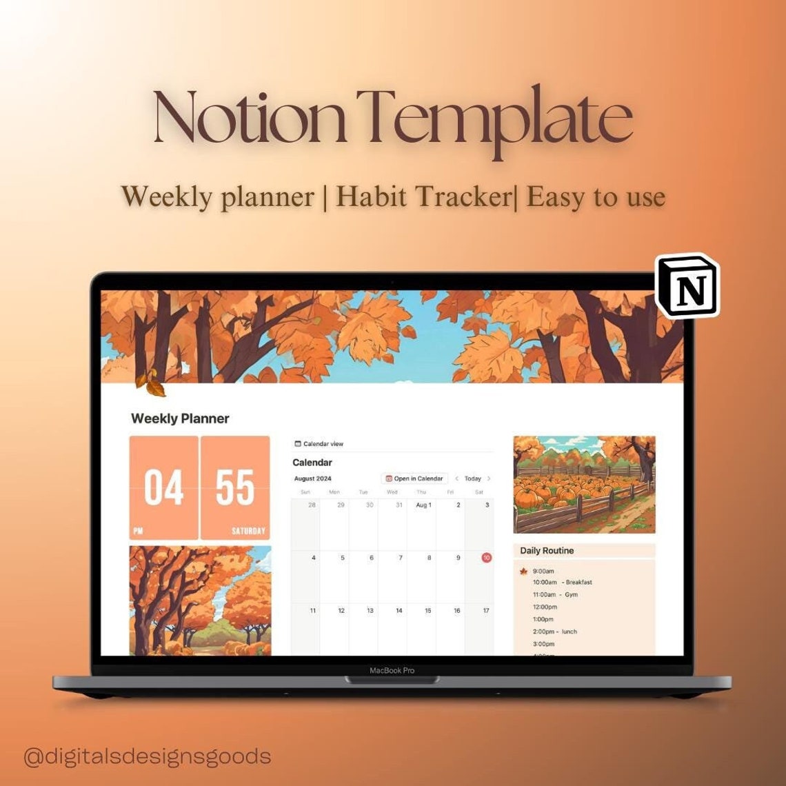 Fall Notion Template | Daily Planner | Weekly Planner | Digital ...