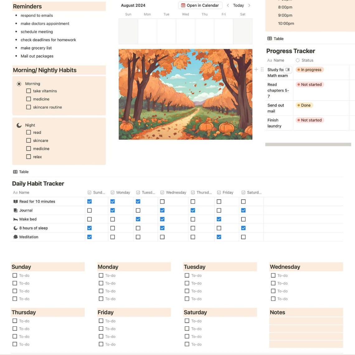 Fall Notion Template | Daily Planner | Weekly Planner | Digital ...