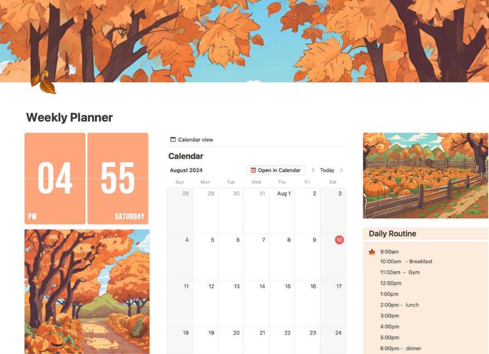 Fall Notion Template | Daily Planner | Weekly Planner | Digital ...
