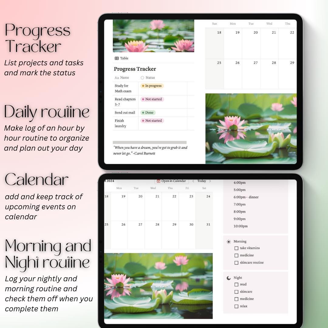 Notion Template | Digital Download | Floral | Notion Life Planner - Etsy