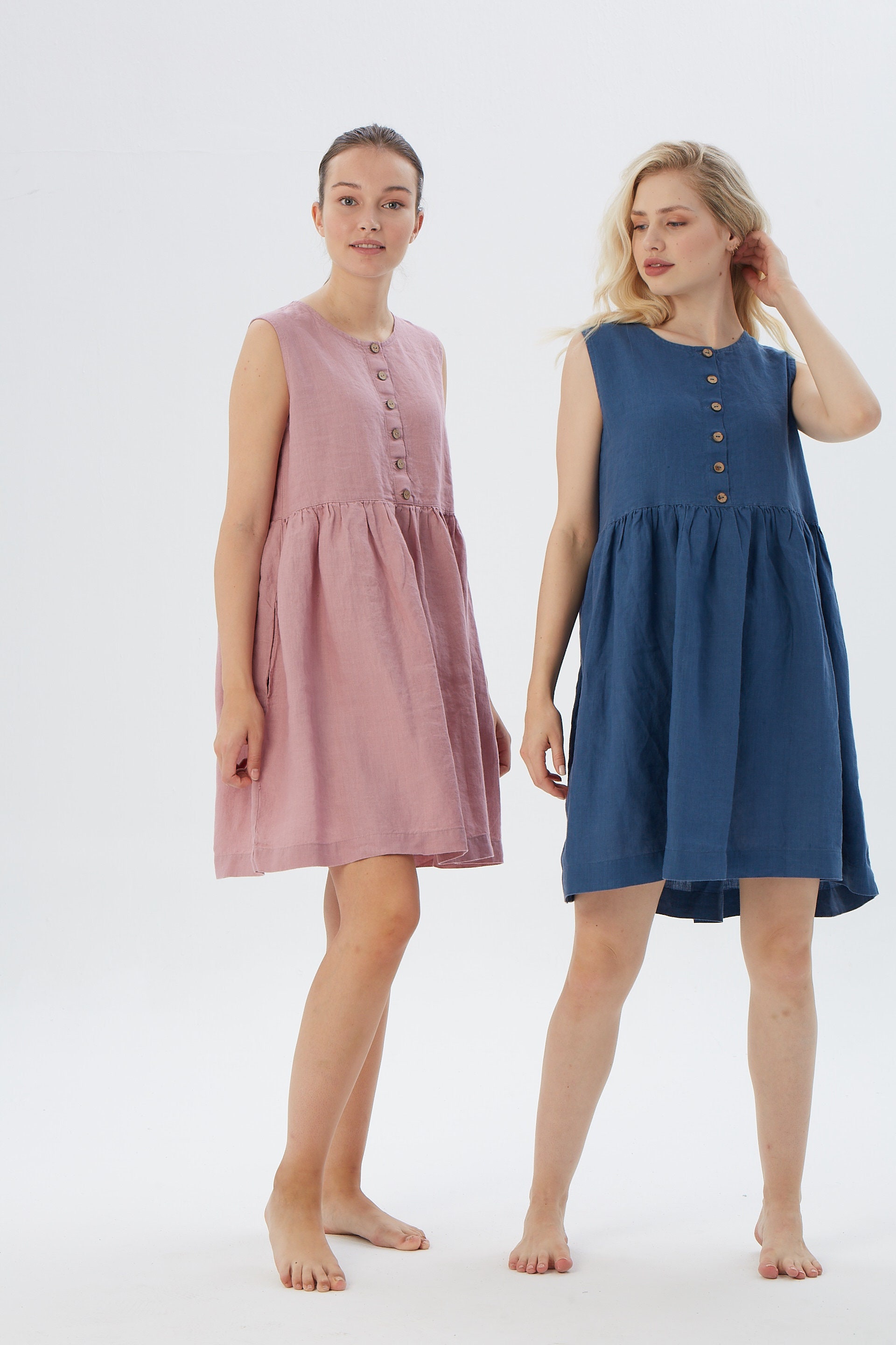 Nursing Dress Mama Dress Linen Loose Sleeveless Dress With Hidden