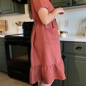Mama Dress, PISMO, Linen Dress With Pockets, Midcalf Dress With Belt ...