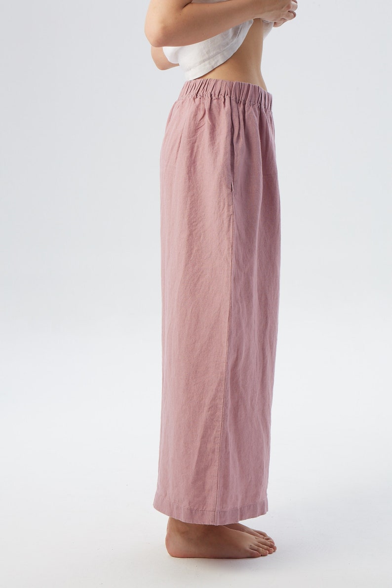 Wide Leg Linen Pants With Hidden Side Pockets AUSTIN HIDE / - Etsy