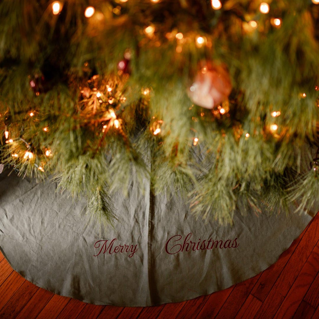 Handmade Personalized Tree Skirt, Linen Christmas Tree Skirt, Christmas ...