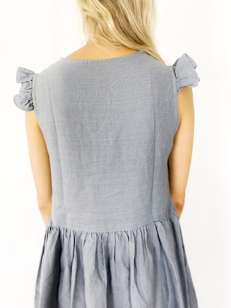 Linen Dress With Ruffles Del Mar / Washed Soft Linen Dress / - Etsy