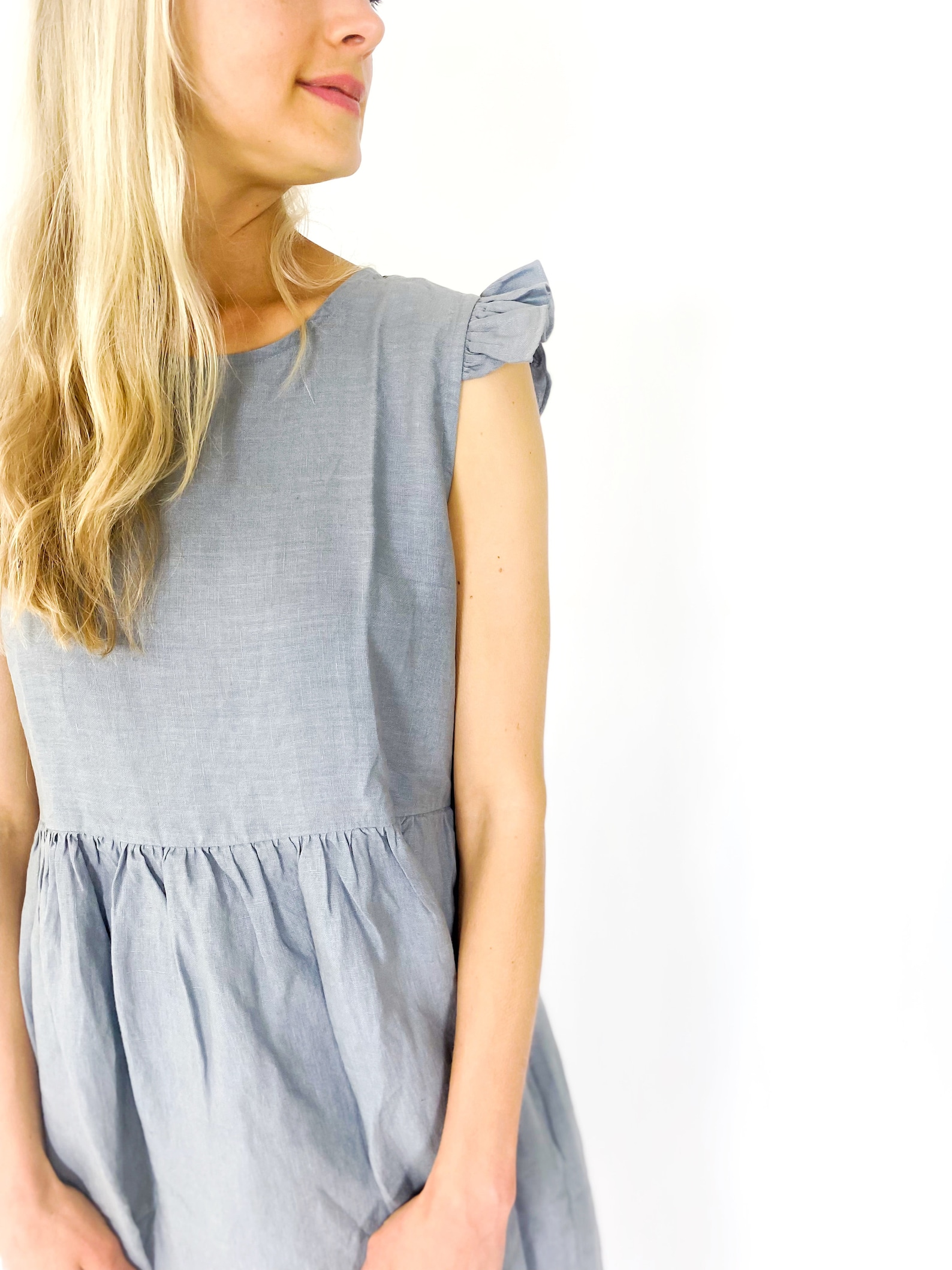Linen Dress With Ruffles Del Mar / Washed Soft Linen Dress / - Etsy