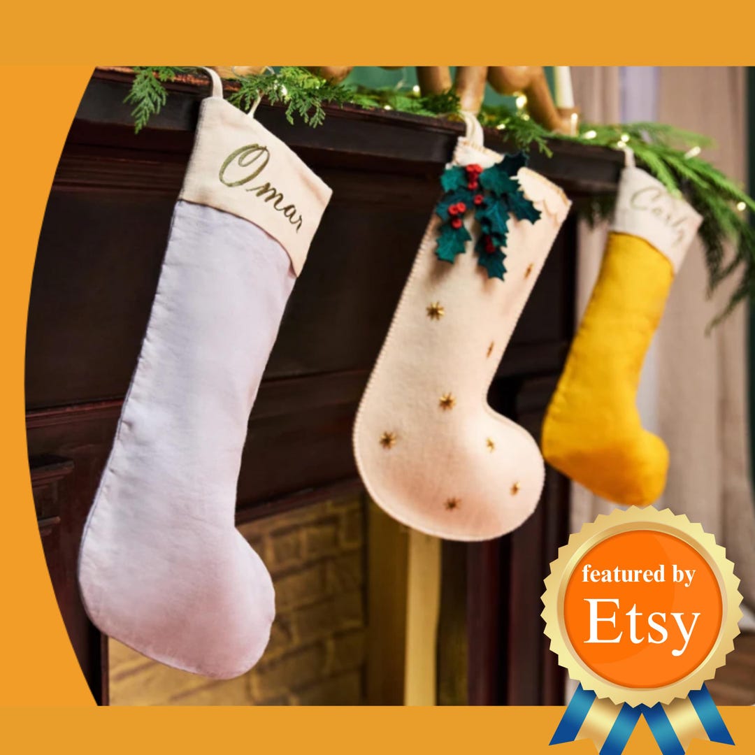 Custom Christmas Linen Stocking With Cuff, Handmade Personalized ...