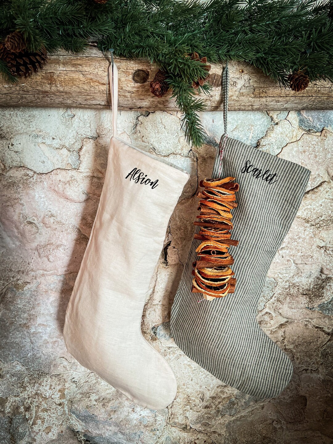 Linen Personalized Stock, Personal Stock, Family Name Stocking, Custom ...